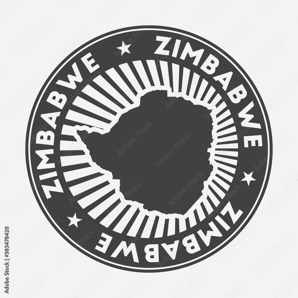 Zimbabwe round logo. Vintage travel badge with the circular name and ...
