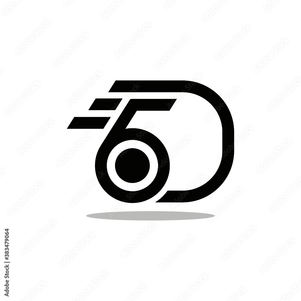 6D logo design and black vector in white background Stock Vector ...