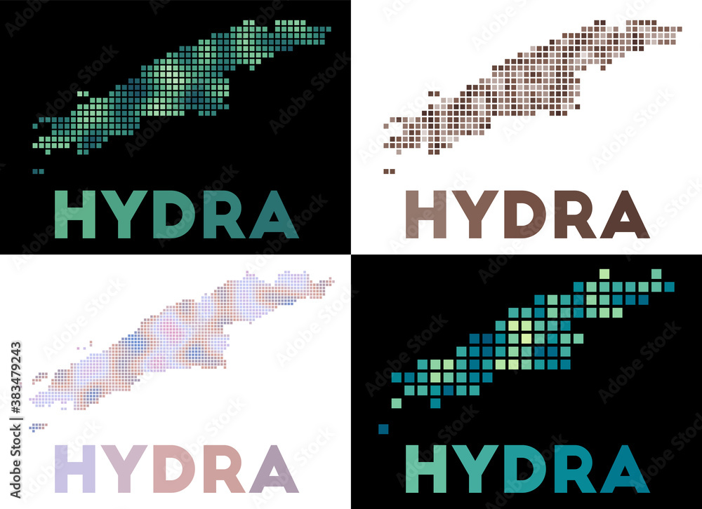 Hydra map. Collection of map of Hydra in dotted style. Borders of the ...