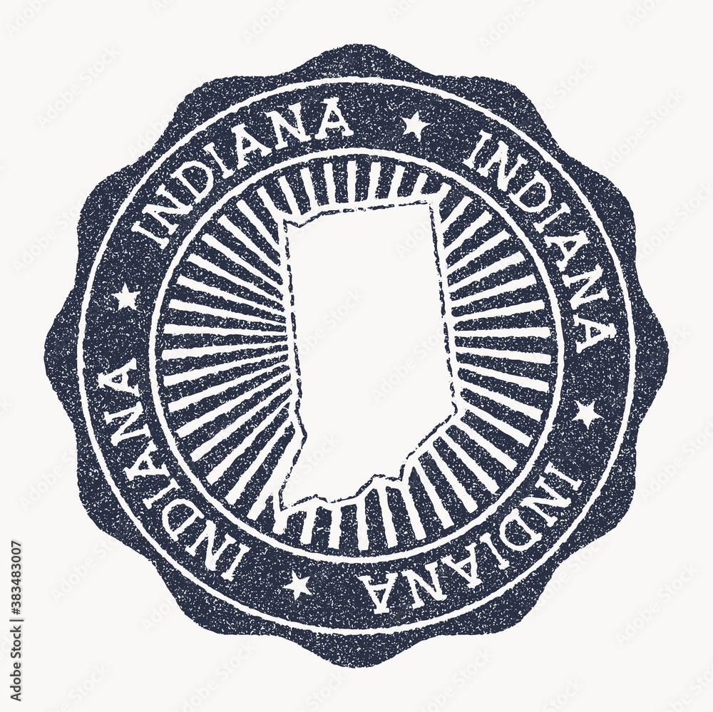 Indiana stamp. Travel rubber stamp with the name and map of us state ...