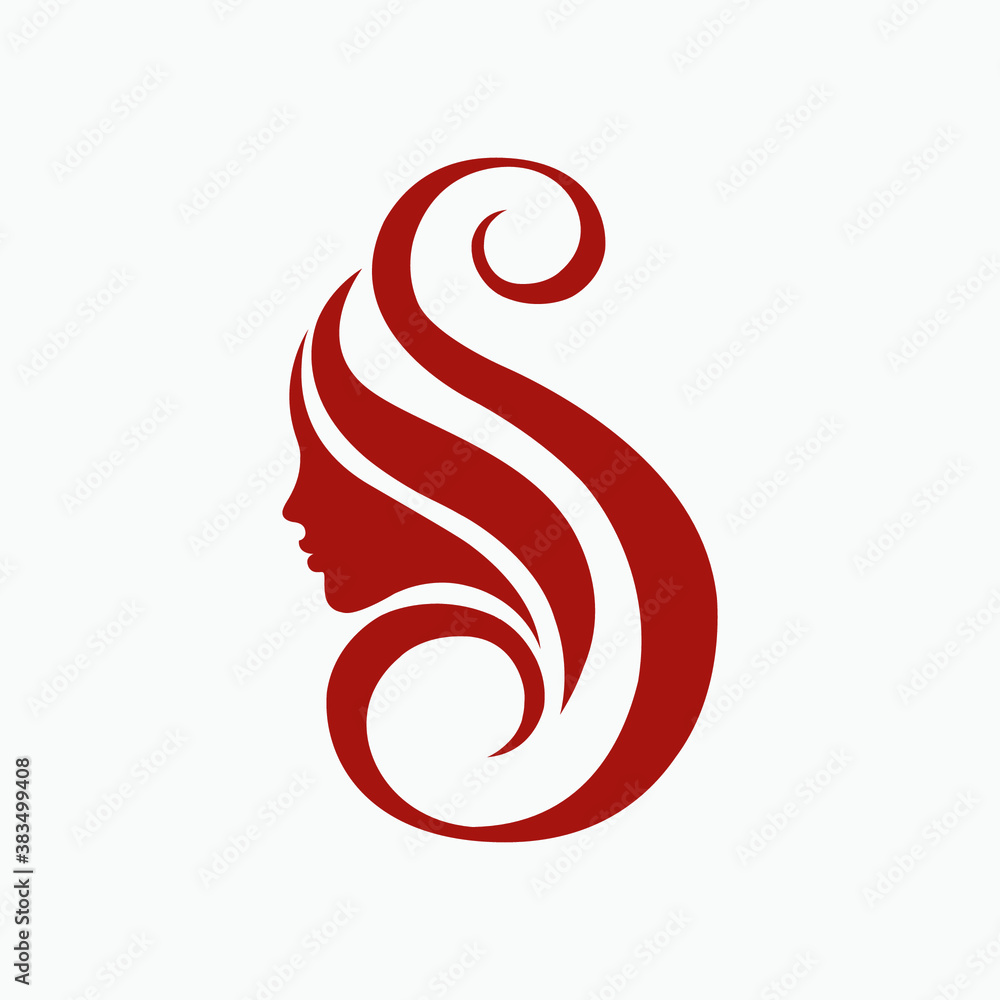 Beauty salon and spa vector logo.Letter S with swirls and woman ...