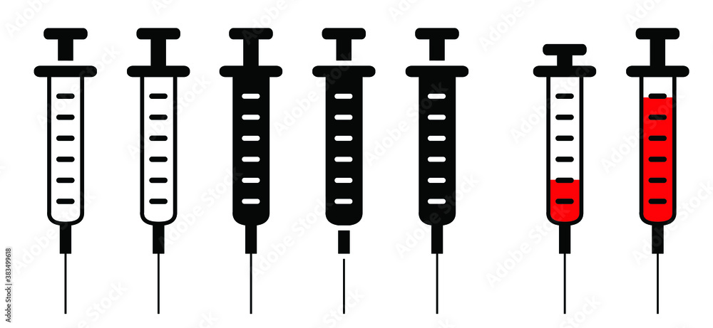 Empty injection needles, a medical syringe with needles. hypodermic ...