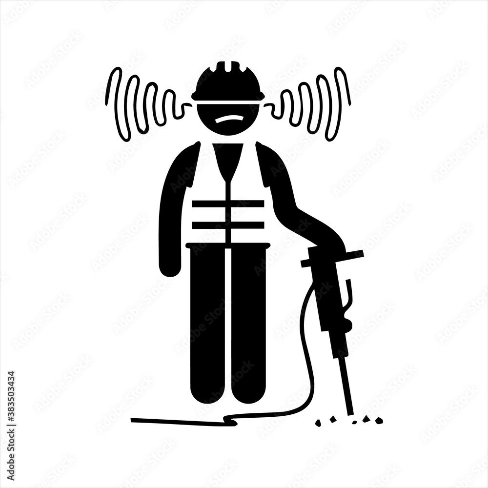Noisy icon. Man with jackhammer icon Stock Vector | Adobe Stock
