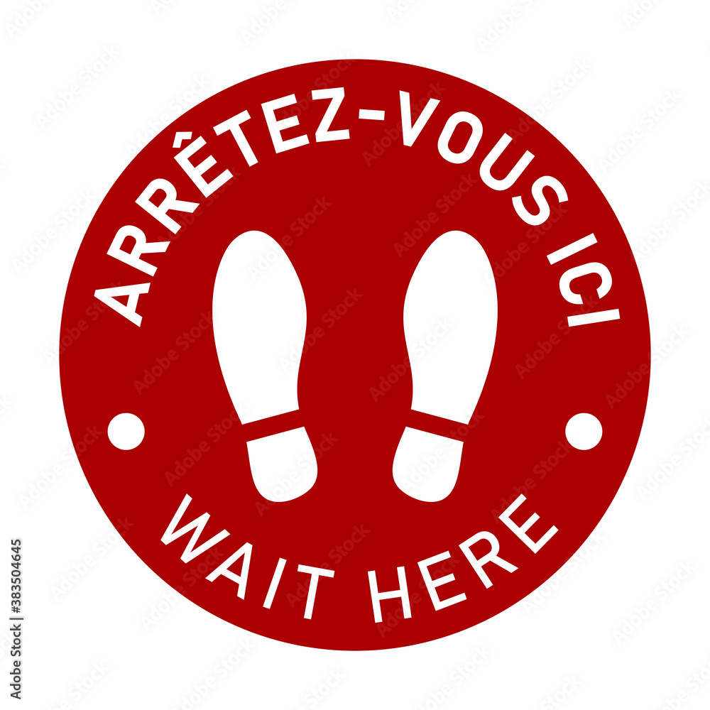 Bilingual Floor Marking Icon in French and English with Shoeprint ...