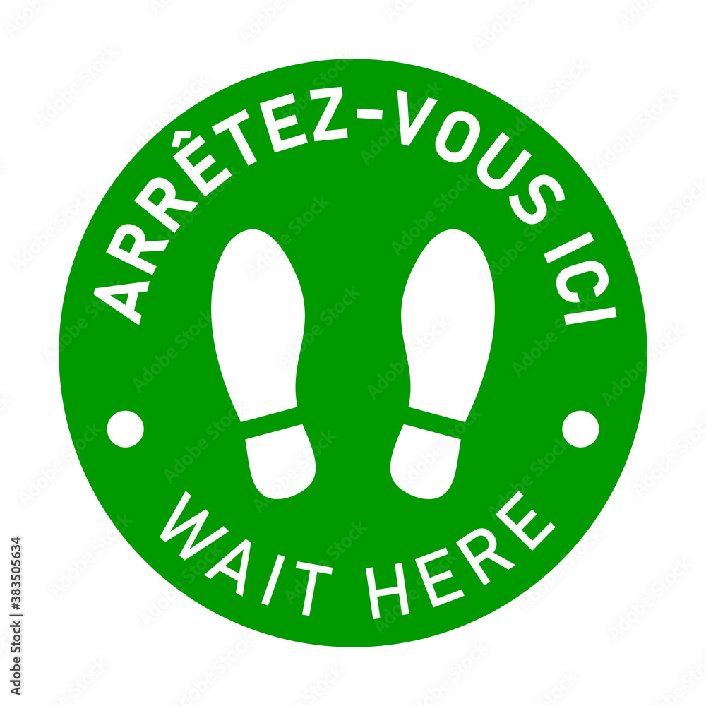 Bilingual Floor Marking Icon in French and English with Shoeprint ...