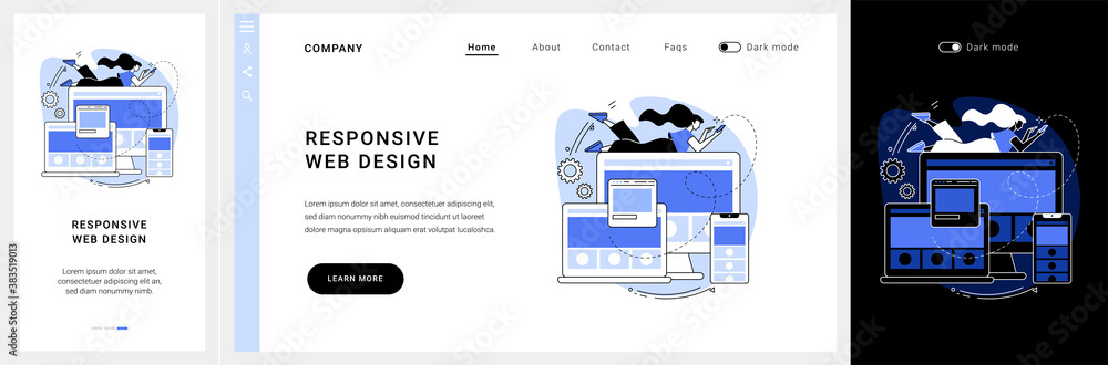 Responsive web design website UI kit. Website frontend development, all ...
