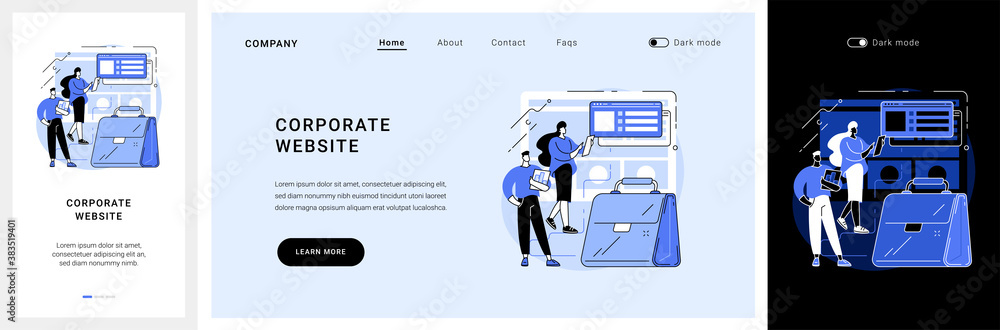 Corporate website website UI kit. Official company website, business ...