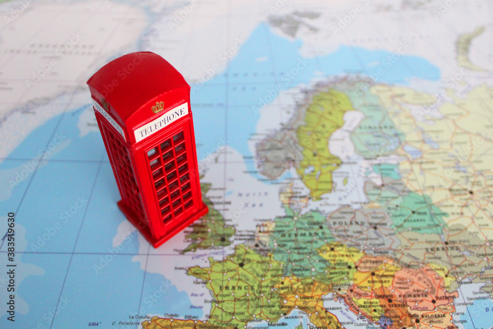 London Red Phone Booth Souvenir on a map of UK Stock Photo | Adobe Stock