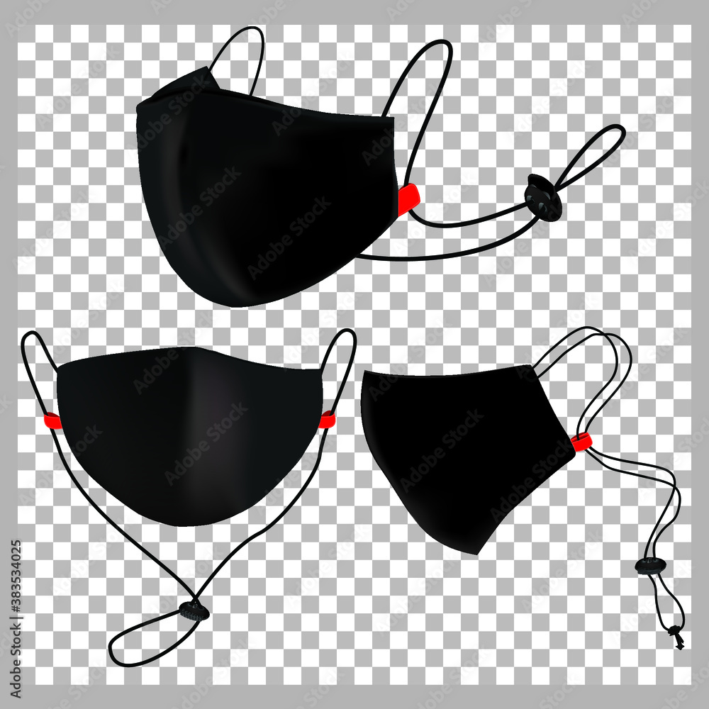 Protective cloth mask covid-19 illustration. Black Face Mask with ...