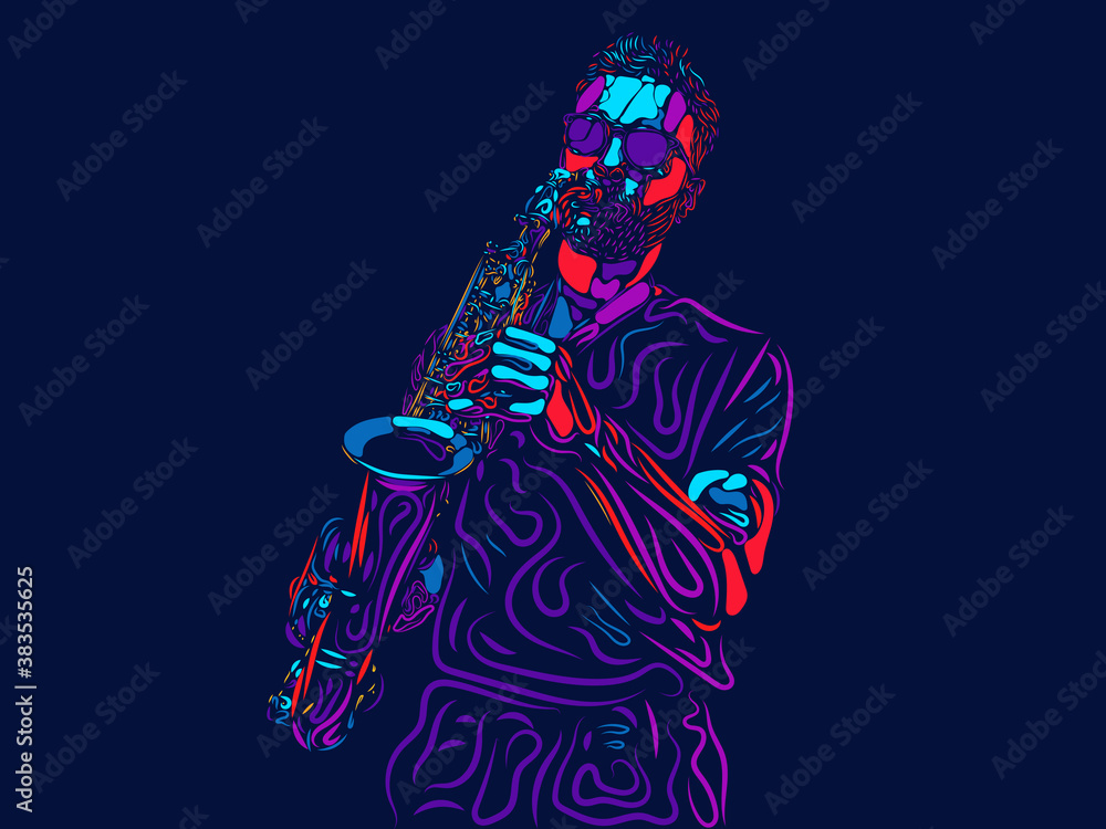 Jazz man. Singer, musician, artist man character. Abstract color ...