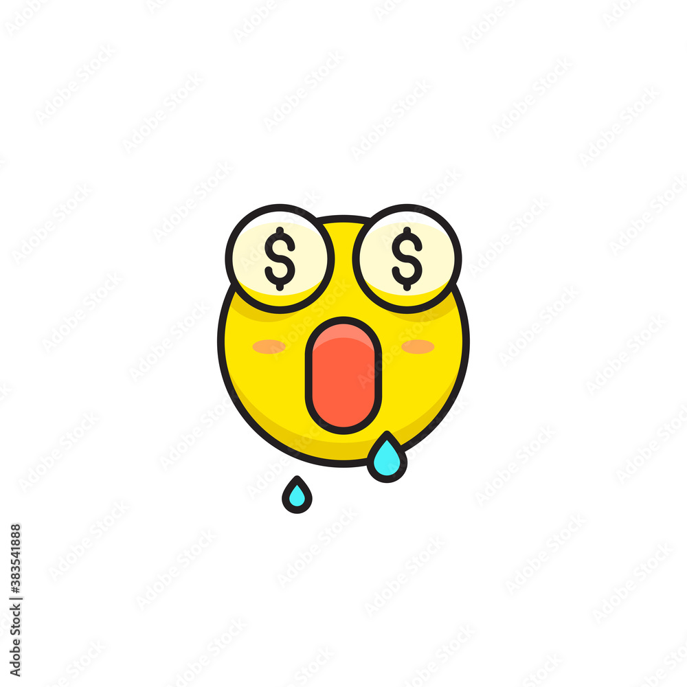 Money face smiley vector icon symbol emoticon isolated on white ...