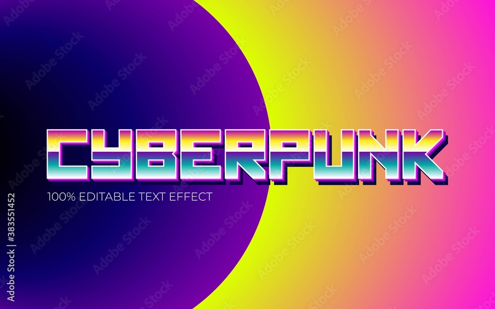 Cyberpunk text effect. 100% editable text effect. Colorful text effect ...