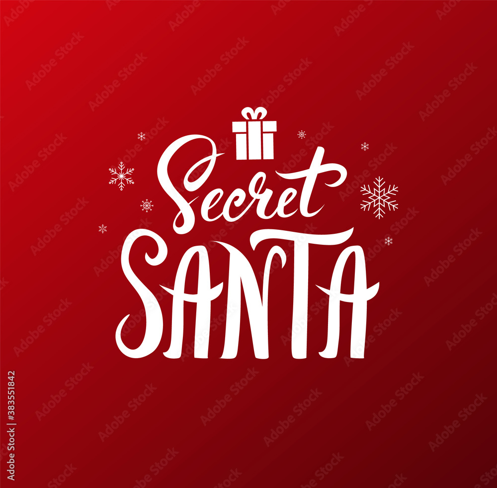 Hand-drawn text for anonymous gift exchange on Christmas. Secret Santa ...