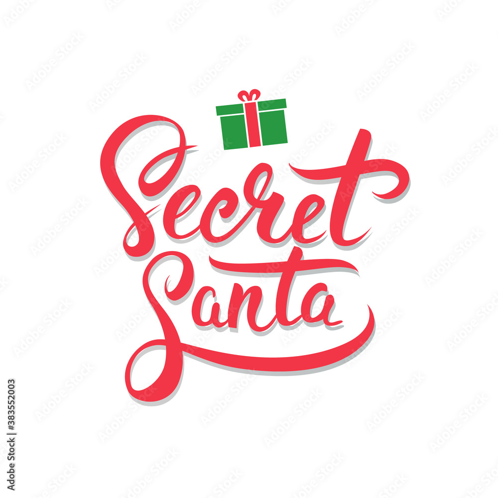 Secret Santa beautiful handwritten calligraphy for Christmas card or ...