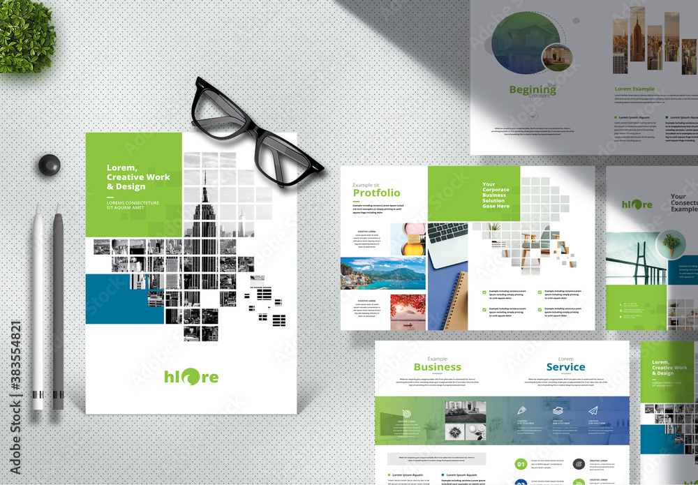 Boxes Style Project Proposal Layout with Green Accent Stock Template ...