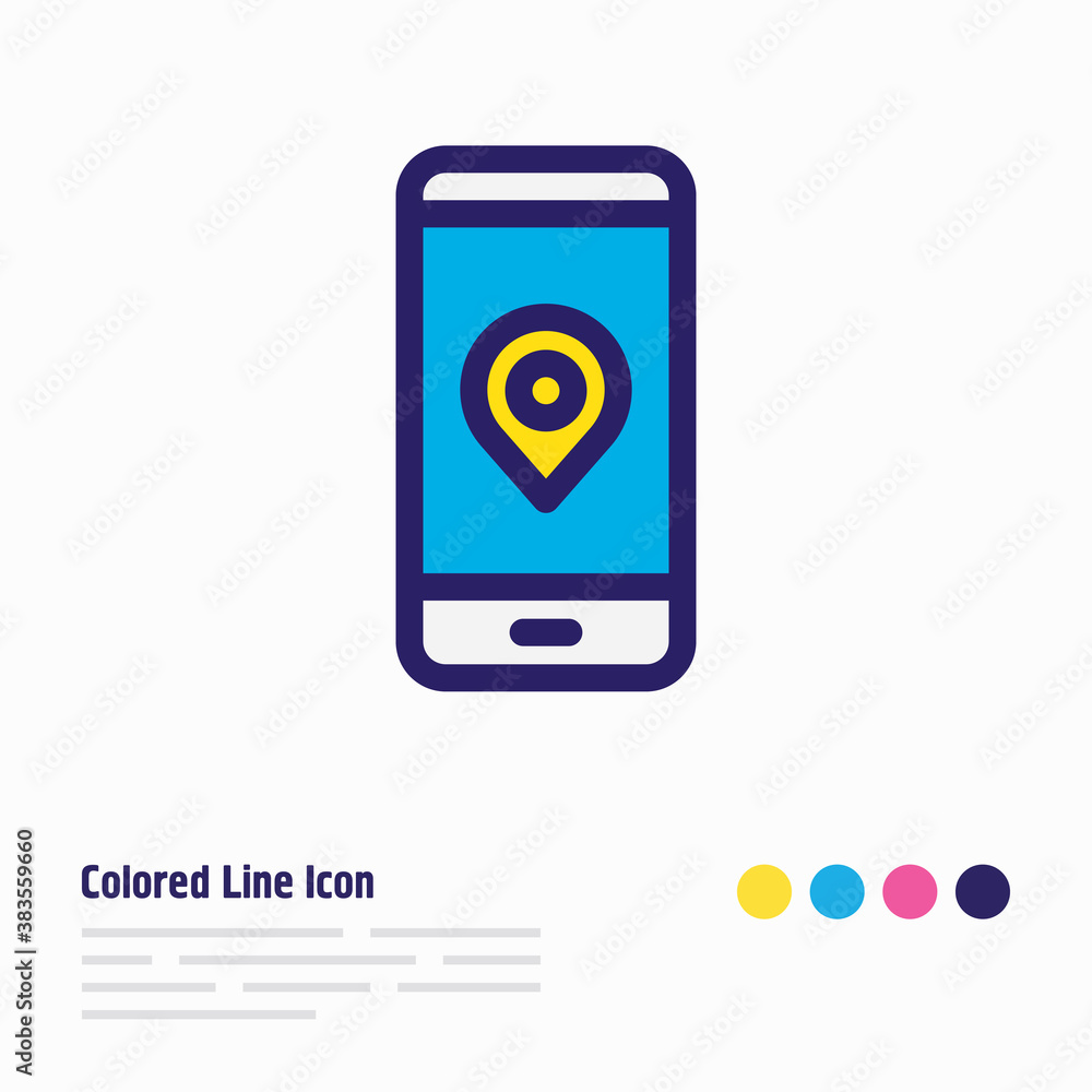 Vector illustration of pin icon colored line. Beautiful smartphone ...