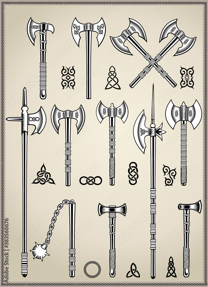 cold medieval weapons set warriors halberd and ax Stock Vector | Adobe ...