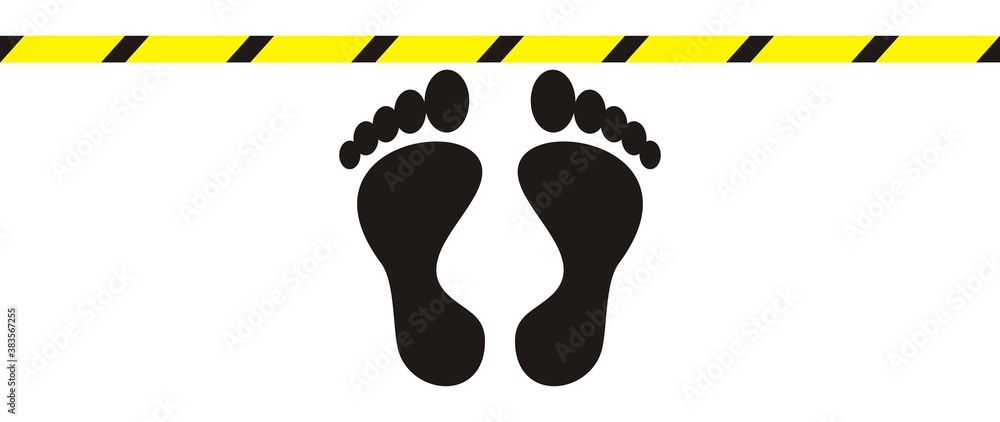 Safe tape, footprint, vector icon. Scale to any size without loss of ...