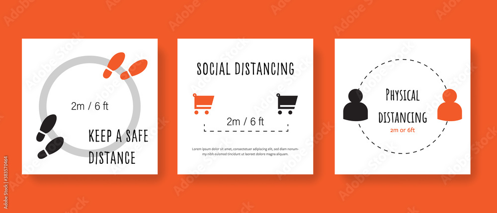 Social distancing awareness social media post templates with ...