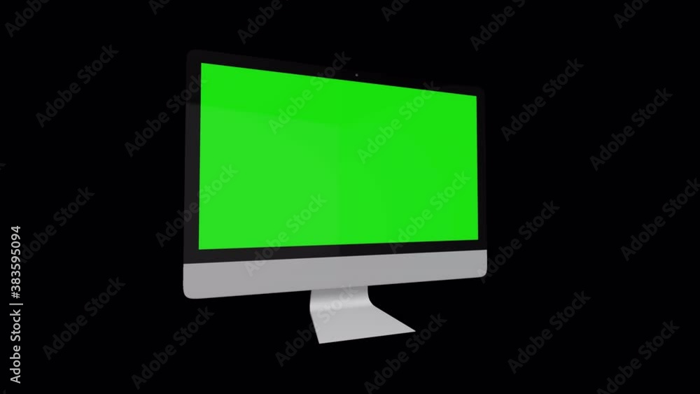 Computer monitor mockup with green screen, Monitor move from left to ...