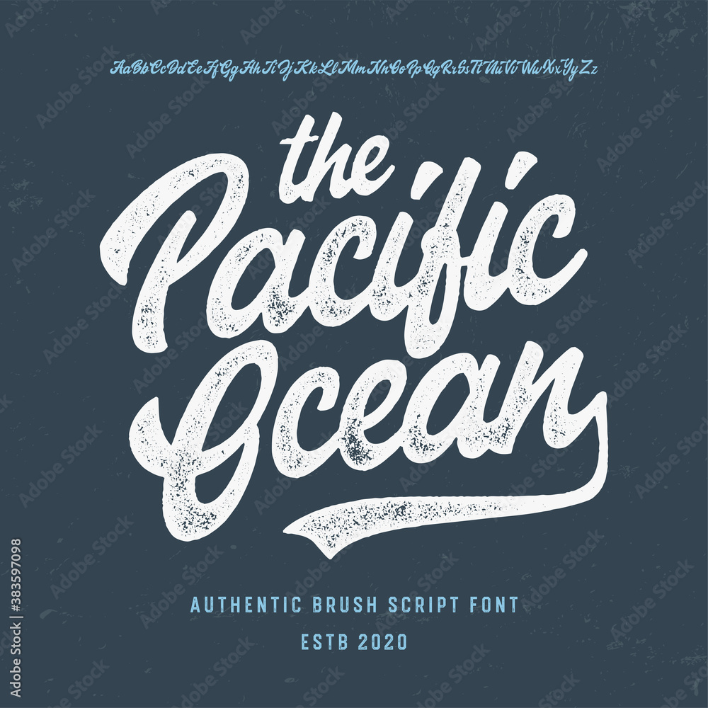 Original Brush Script Font " The Pacific Ocean ". Retro Typeface ...