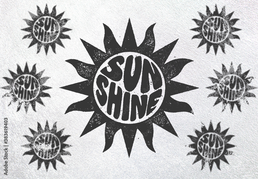 Grunge Sun Typography Logo Design Layout Stock Template | Adobe Stock