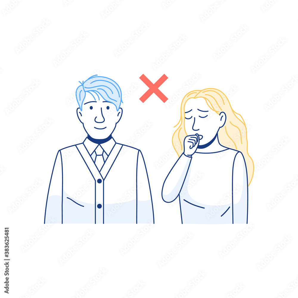 Avoid contact with sick person concept. Thin line epidemic health ...