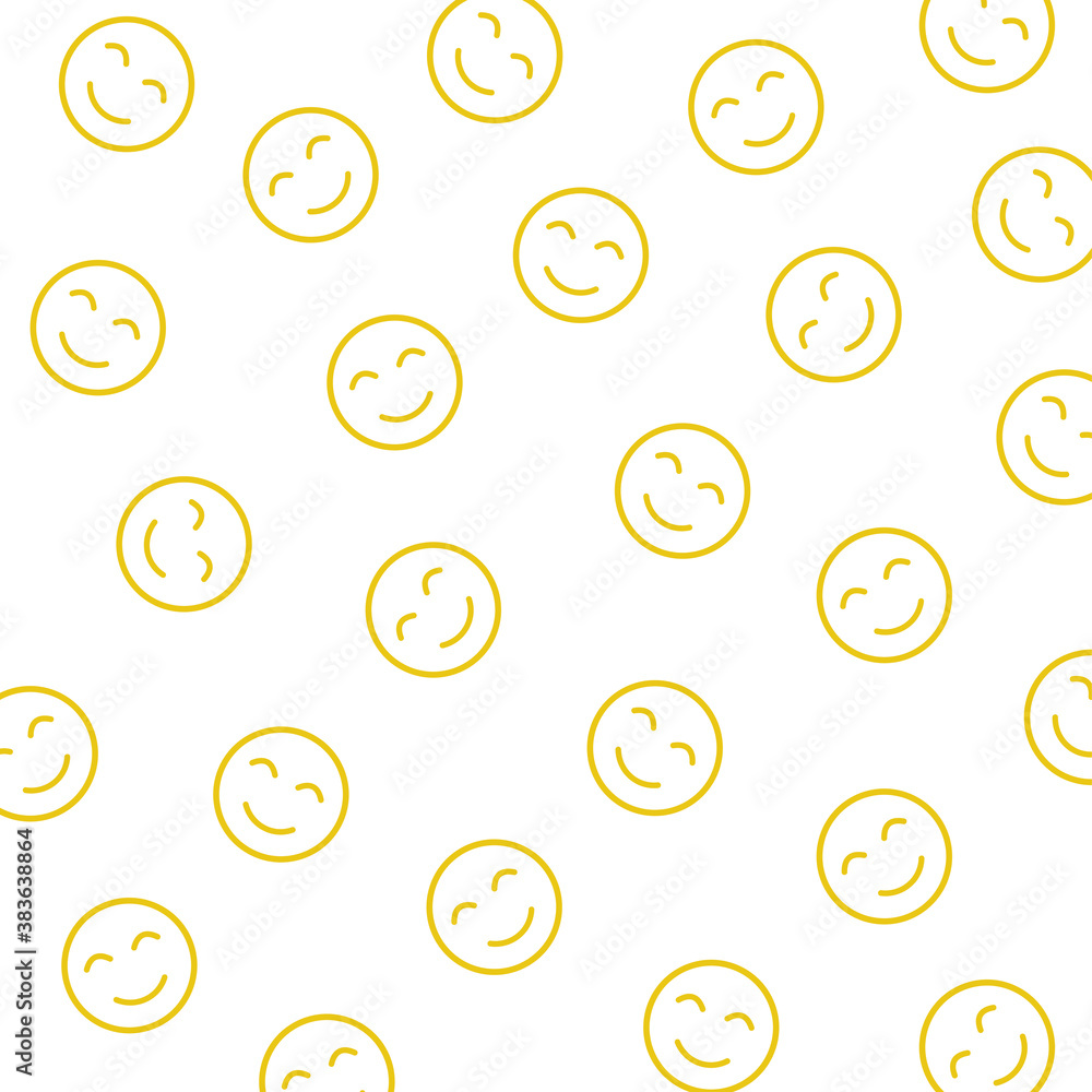 Seamless happy emoji pattern. Line smiley background Stock Vector ...