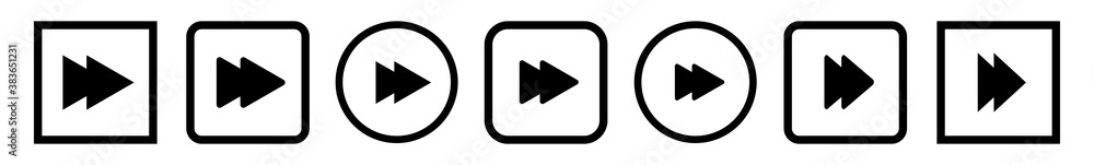 Forward Button Icon Black Line | Fast Buttons Illustration | Video ...