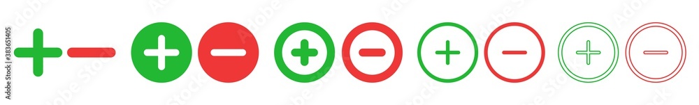 Plus Minus Icon Red Green | Positive Negative Buttons Illustration ...