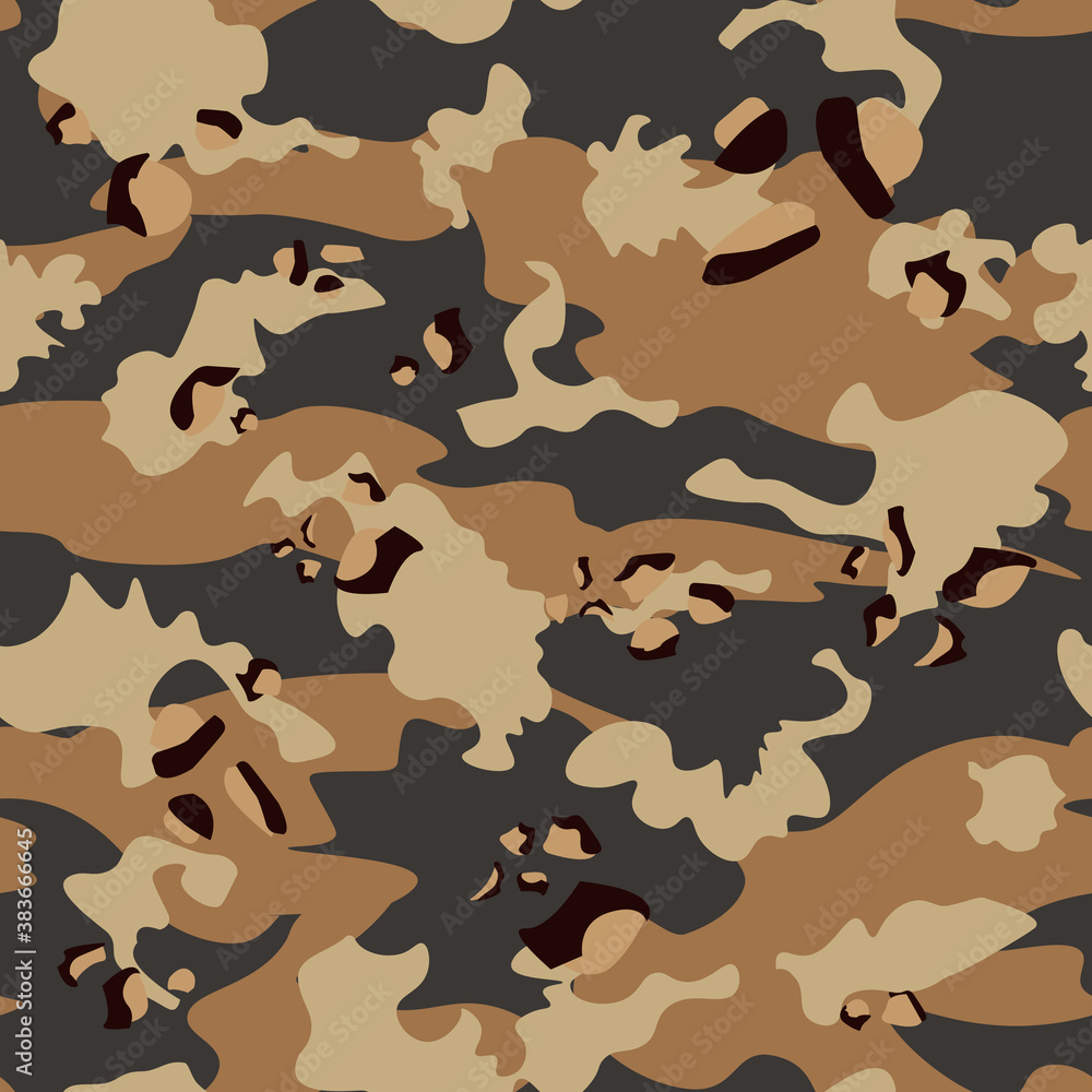 Vector seamless camo desert sand military army fatigue pattern design ...