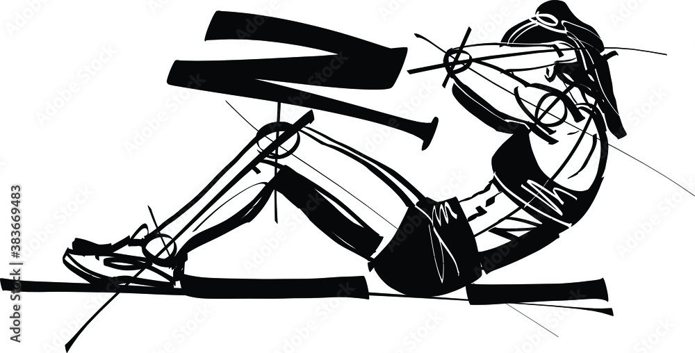 the vector illustration of the fit female athlete doing sit ups ...