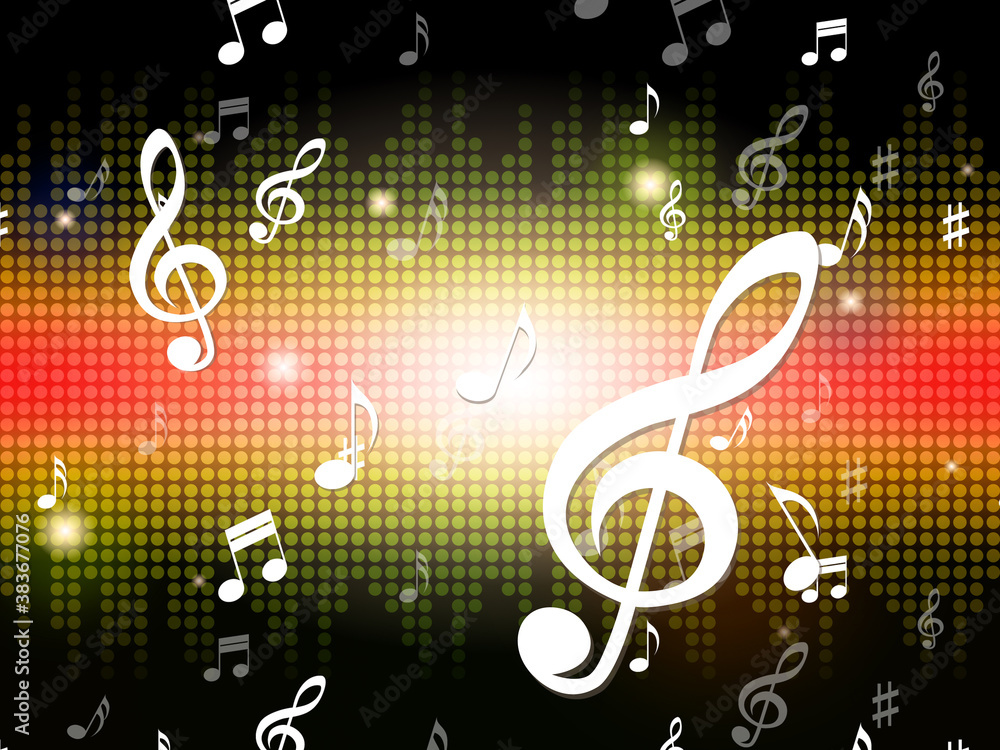 Music Background Shows Musical Notes And Sounds, Stock Illustration ...