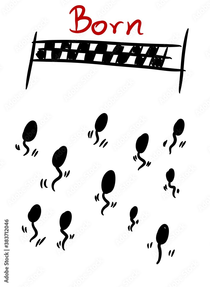 Cartoon Sperm On White Background Stock Illustration Adobe Stock