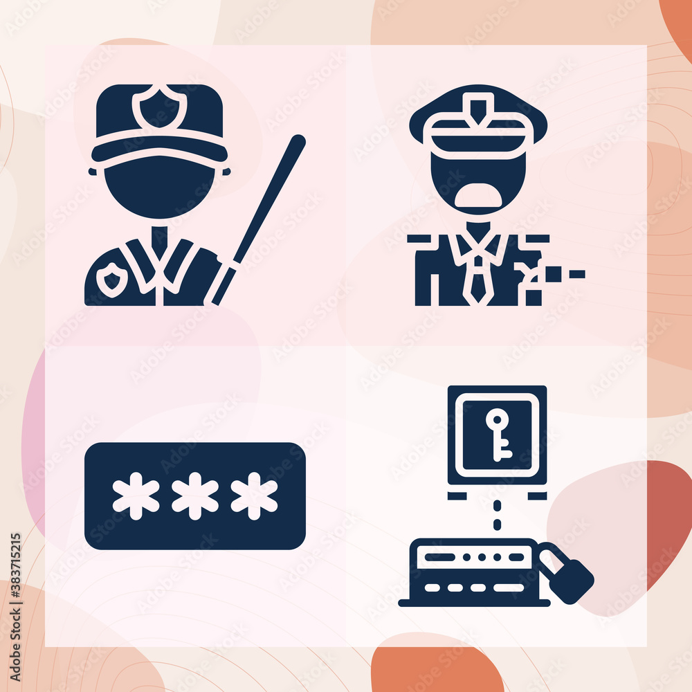 Simple set of patrol related filled icons Stock Vector | Adobe Stock