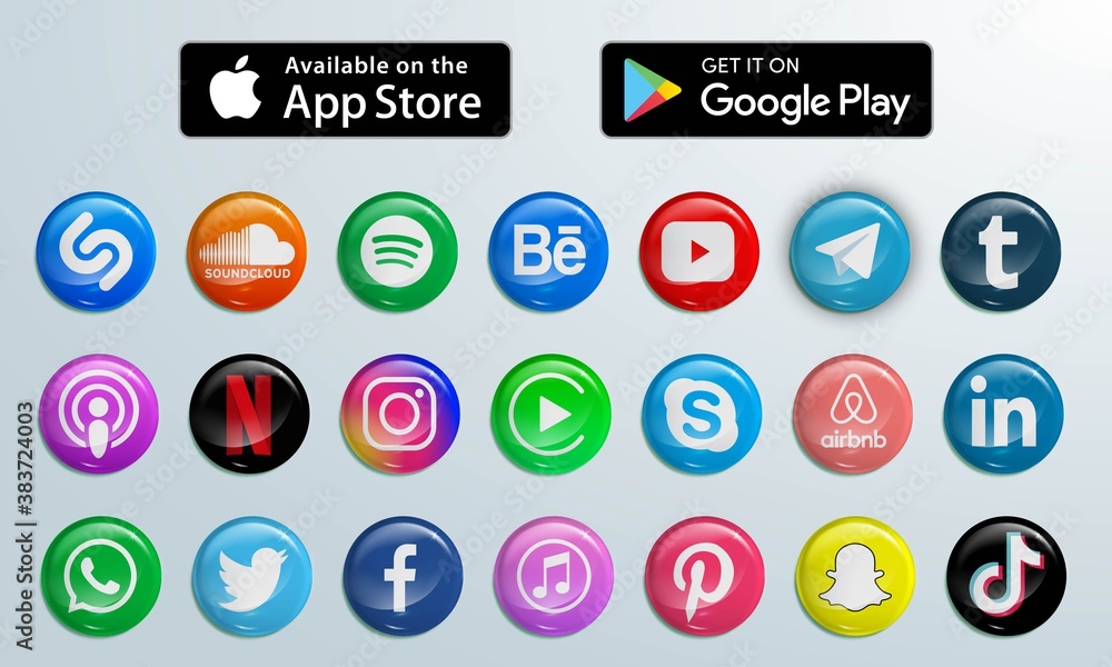 Glossy Social Media Icons