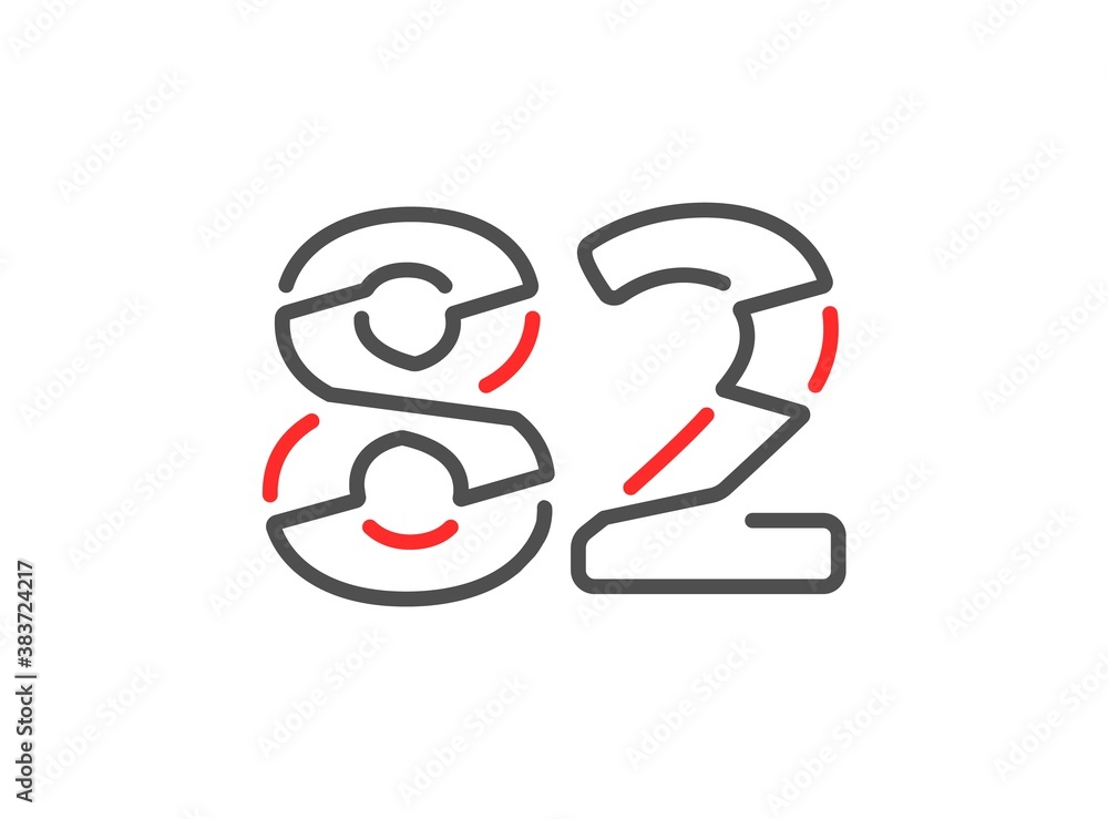 82 vector number. Modern trendy, creative style line design. For logo ...