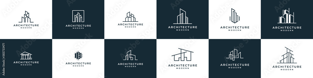 Set of building logo design inspiration Stock Vector | Adobe Stock