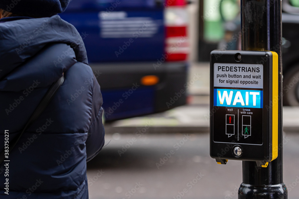 London, England, UK - January 2, 2020: Crosswalk button for pedestrian ...
