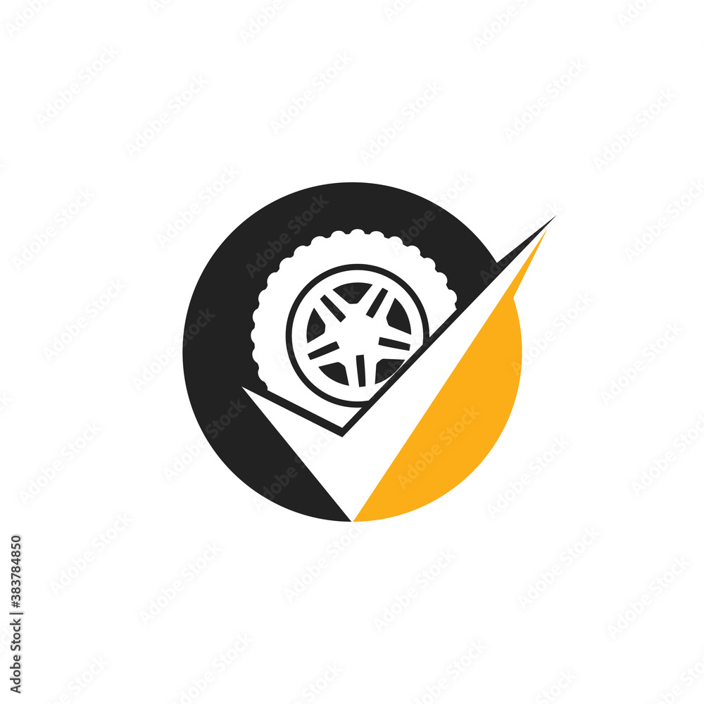 Tire check vector logo design. Tire and tick icon concept. Stock Vector ...