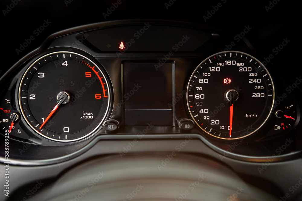 Car dashboard background. modern car interior. close-up of the ...