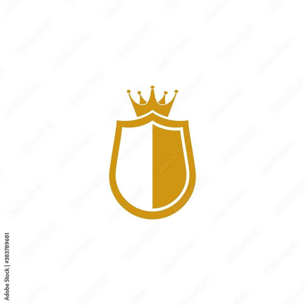 Shield with crown logo vetor icon illustration Stock Vector | Adobe Stock