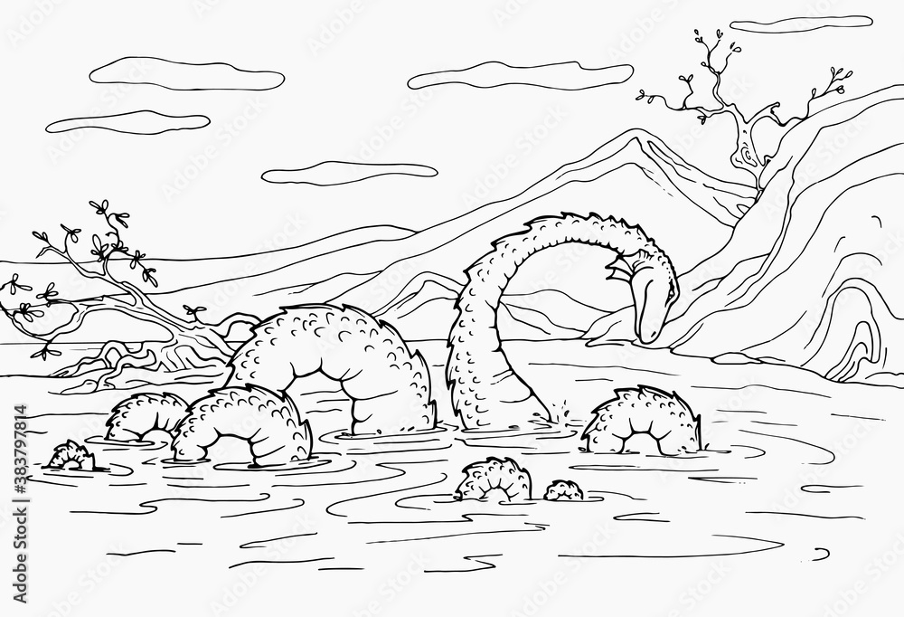 Ilustração do Stock: Children's coloring sea monster. Beautiful picture ...