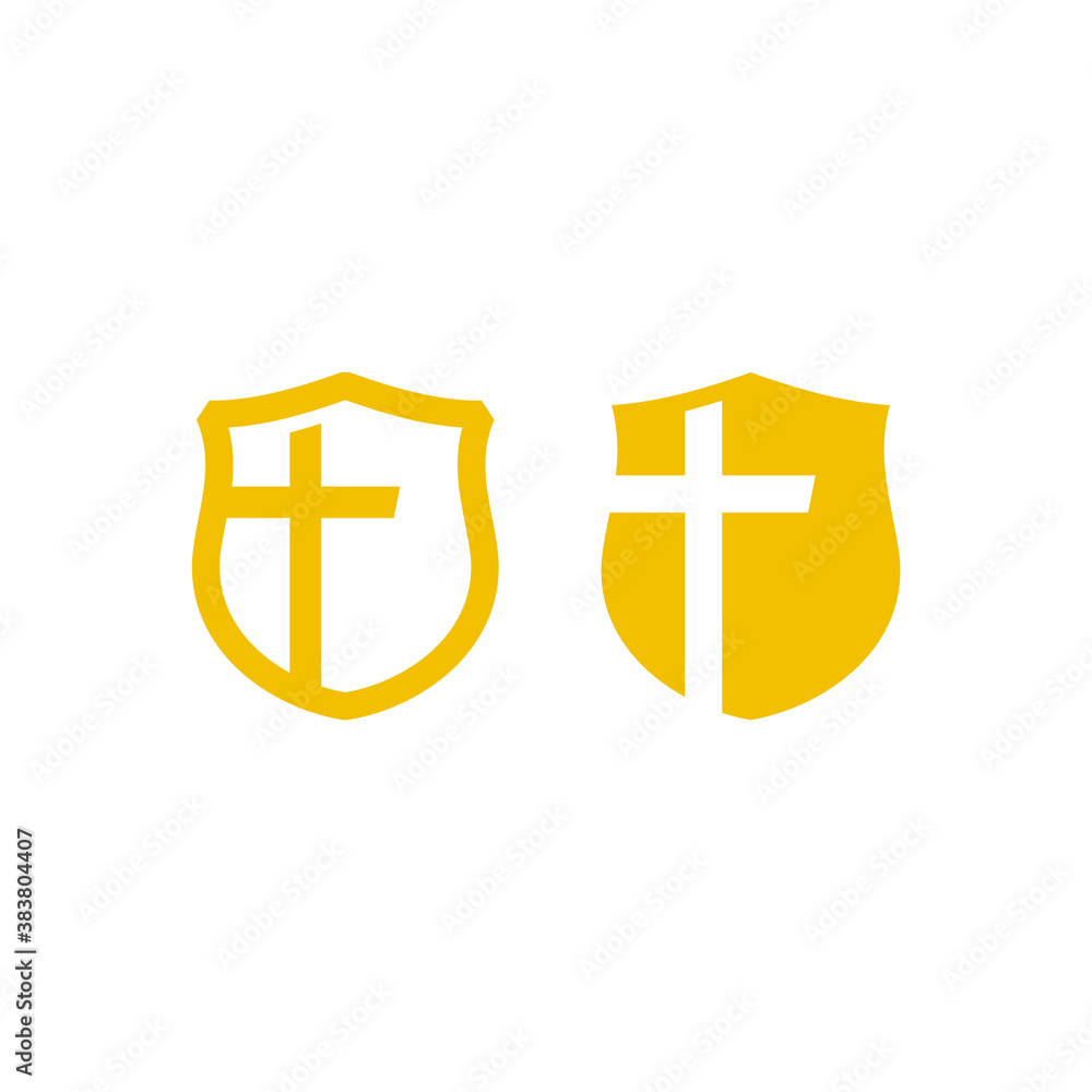 logo of a cross inside a classic curved shield Stock Vector | Adobe Stock
