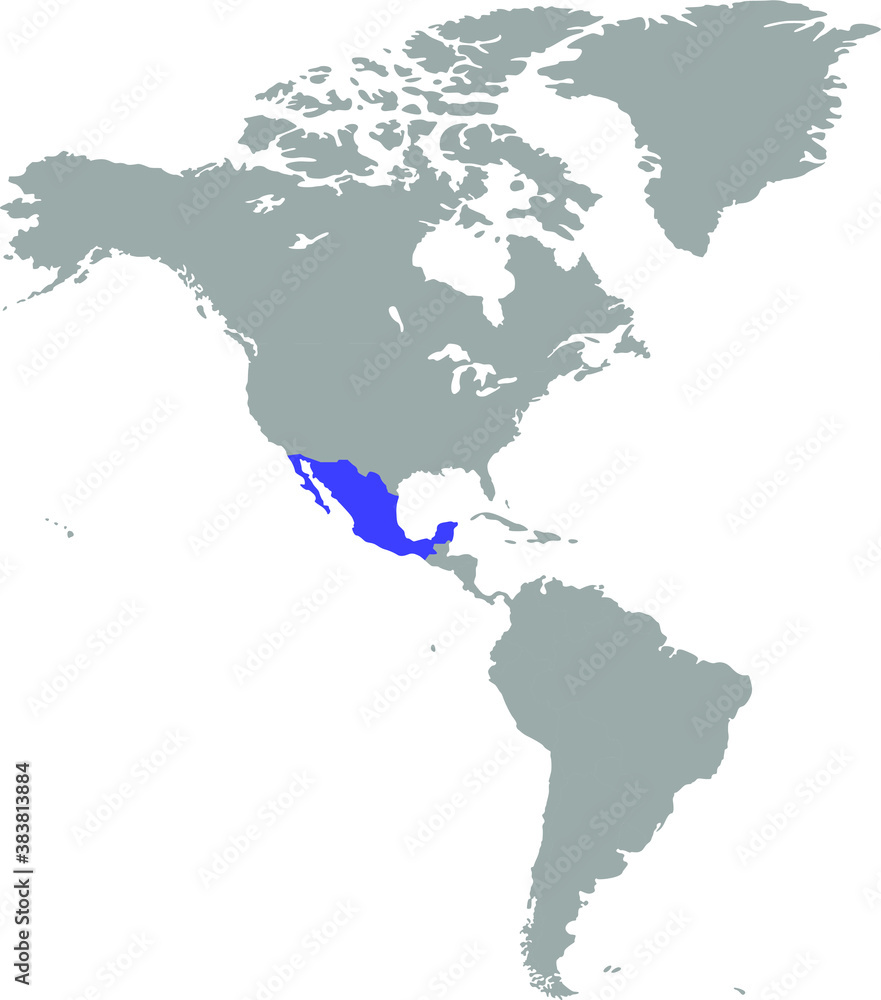 The map of Mexico is highlighted in blue on the world map Stock Vector ...