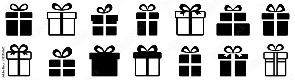 Gift icons set isolated on white background. Gift symbol. Vector Stock ...