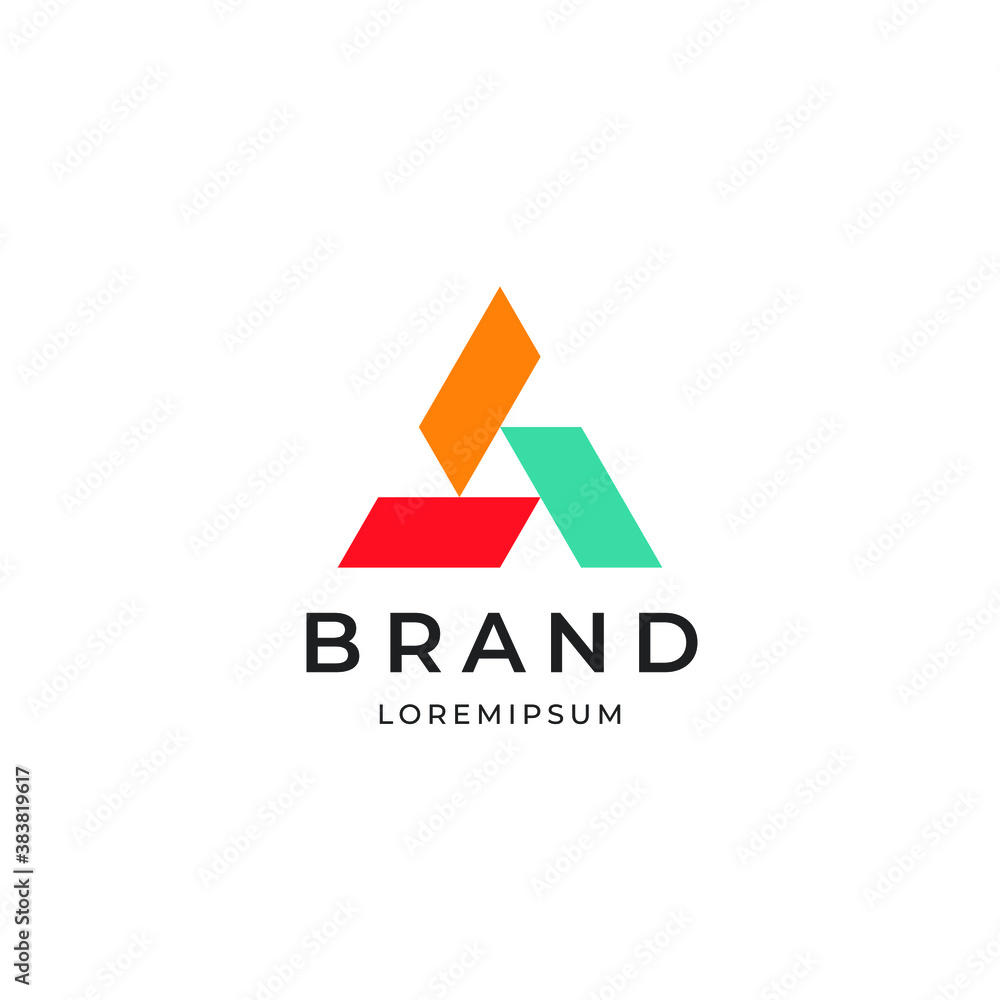 Three elements triangle logo. Abstract symbol busuness logotype. Stock ...