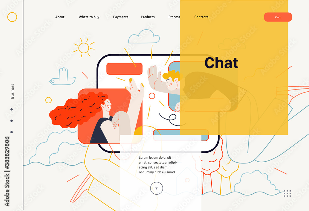 Business topics - chat, web template. Flat style modern outlined vector ...