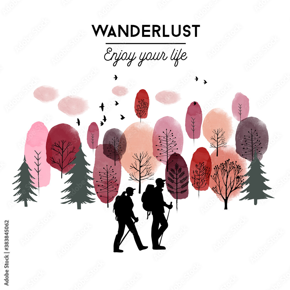 Van life poster. Watercolor ansd sketch vector illustration. Stock ...