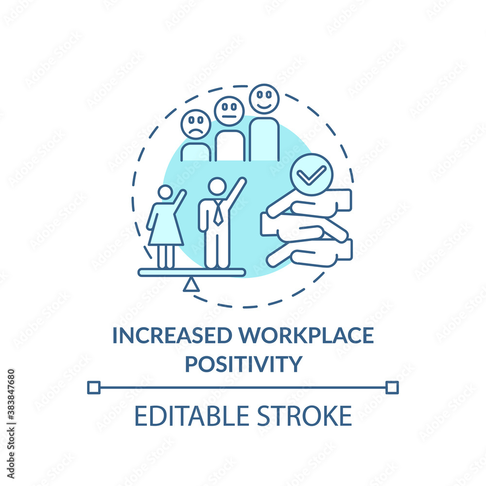 Increased workplace positivity concept icon. Gender diversity policy ...